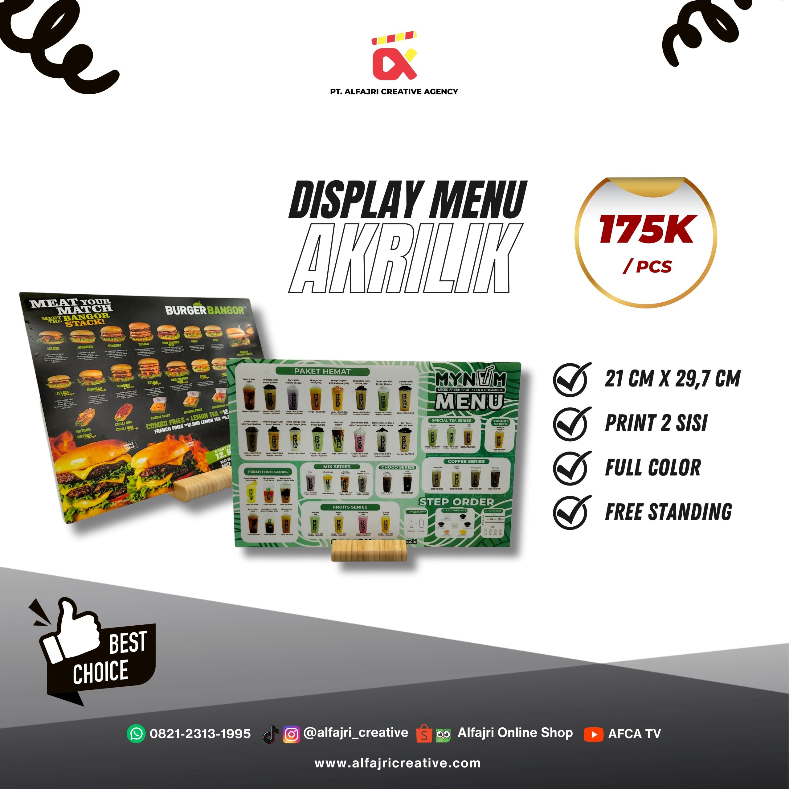 Display Menu Akrilik Custom – PT. AlFajri Creative Agency