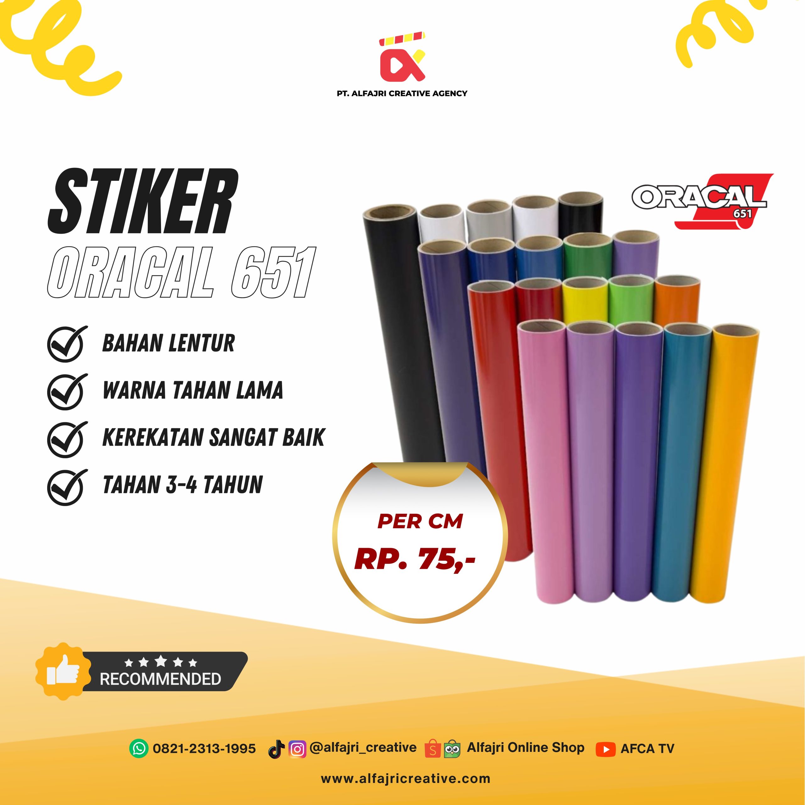 Stiker Cutting Oracal – PT. AlFajri Creative Agency