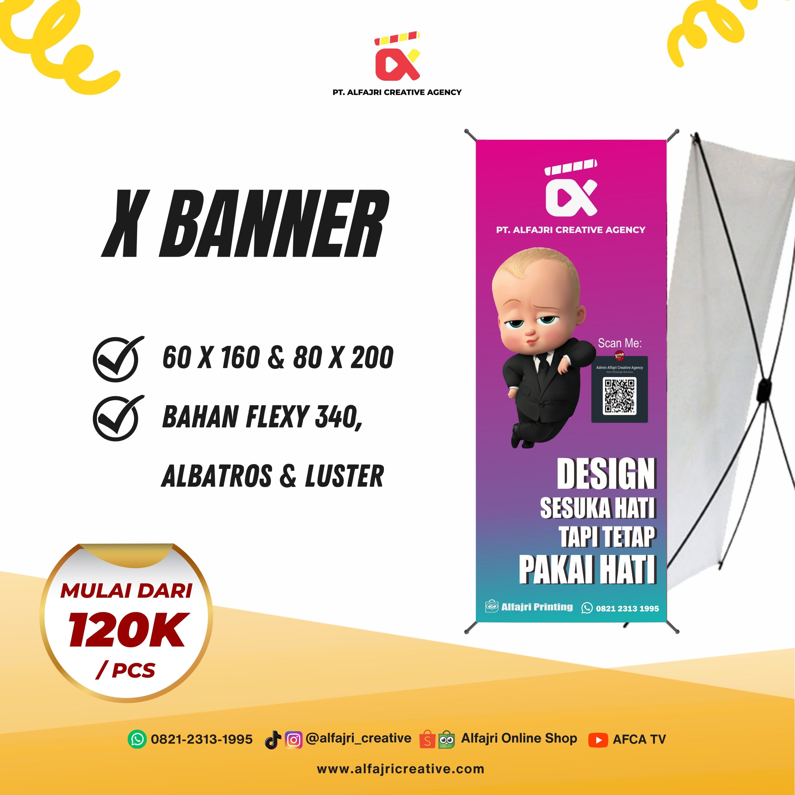 X Banner Standart Hires 340 gsm – PT. AlFajri Creative Agency